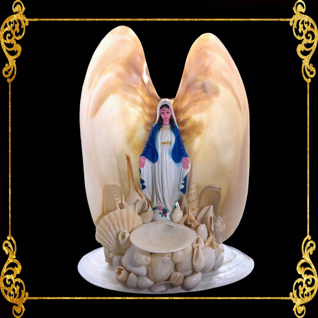 Lamp | Christian Decor | Mama Mary inside Polished Clams | 10 Inches ...