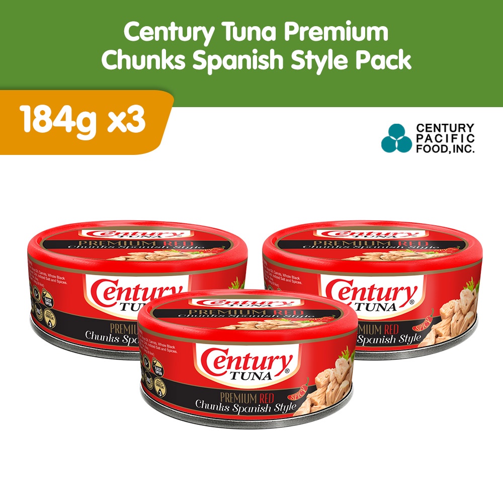 Century Tuna Premium Red Chunks Spanish Style 184g (Pack of 3) - Omega ...