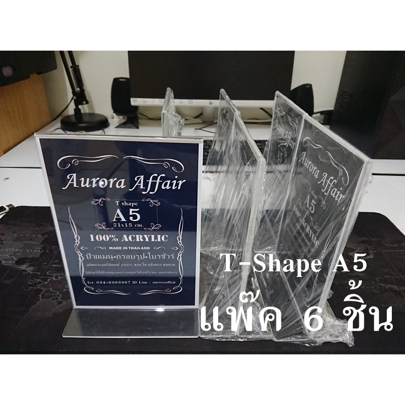 Acrylic T-Shape A5 Size Pack 6 Pcs Menu Signage Frame Table Billboard ...