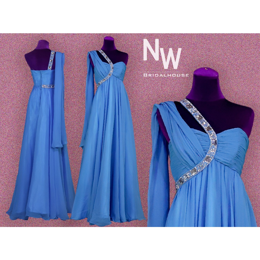 Noelle West Simple Blue Evening Gown | Shopee Philippines