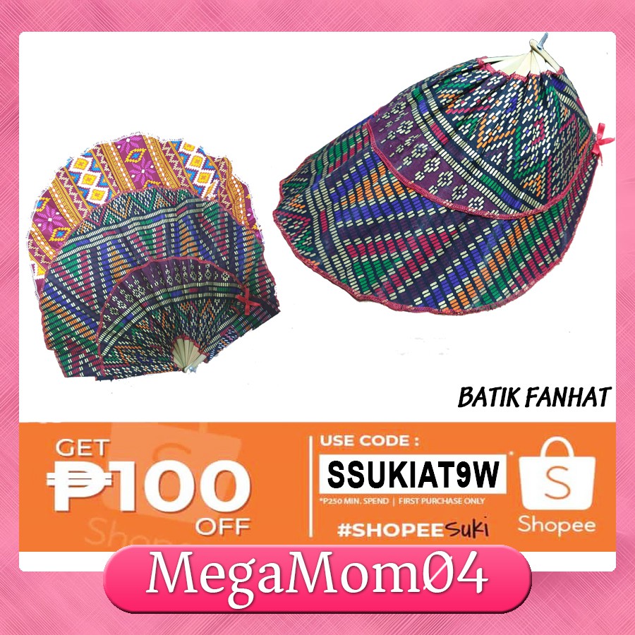 Batik Foldable FAN HAT with chin strap travel accessories Visor Hat ...