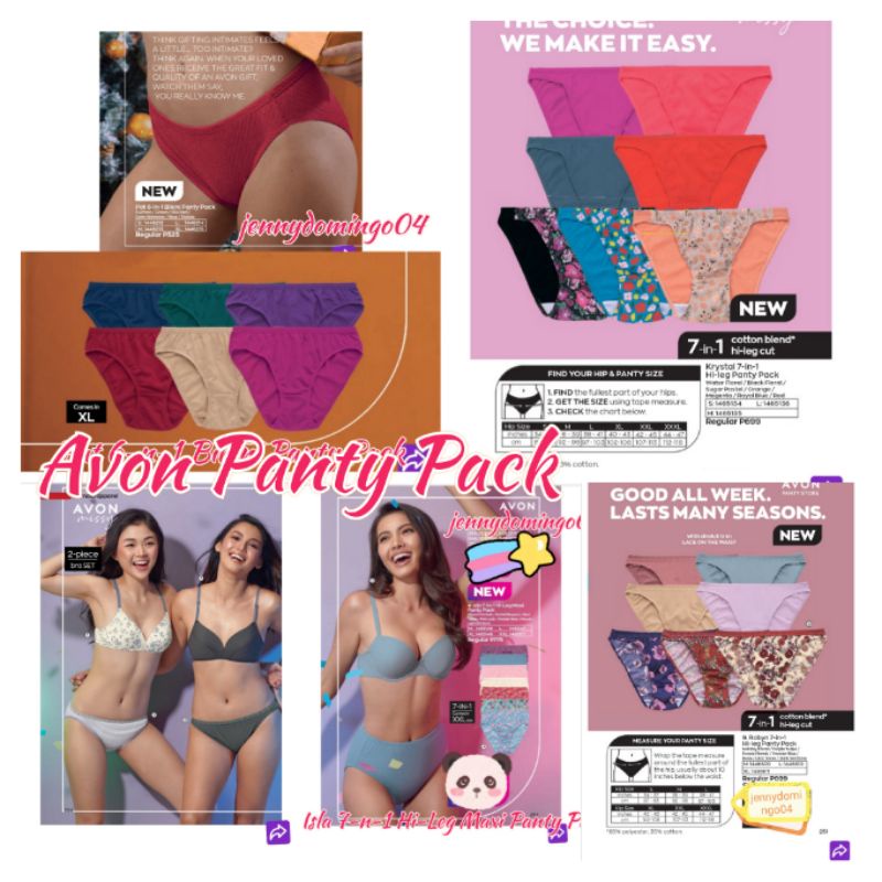 Avon Panty Pack (Jaida, Krystal, Pat, Isla, Roblyn) | Shopee Philippines