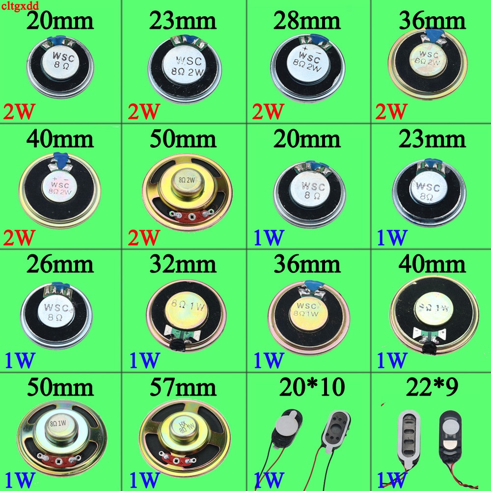 2pcs 8 Ohm 2W 1W Horn 8R 20mm 23mm 26mm 28mm 32mm 36mm 40mm 50mm 57mm Diameter Thickness 5cm ...