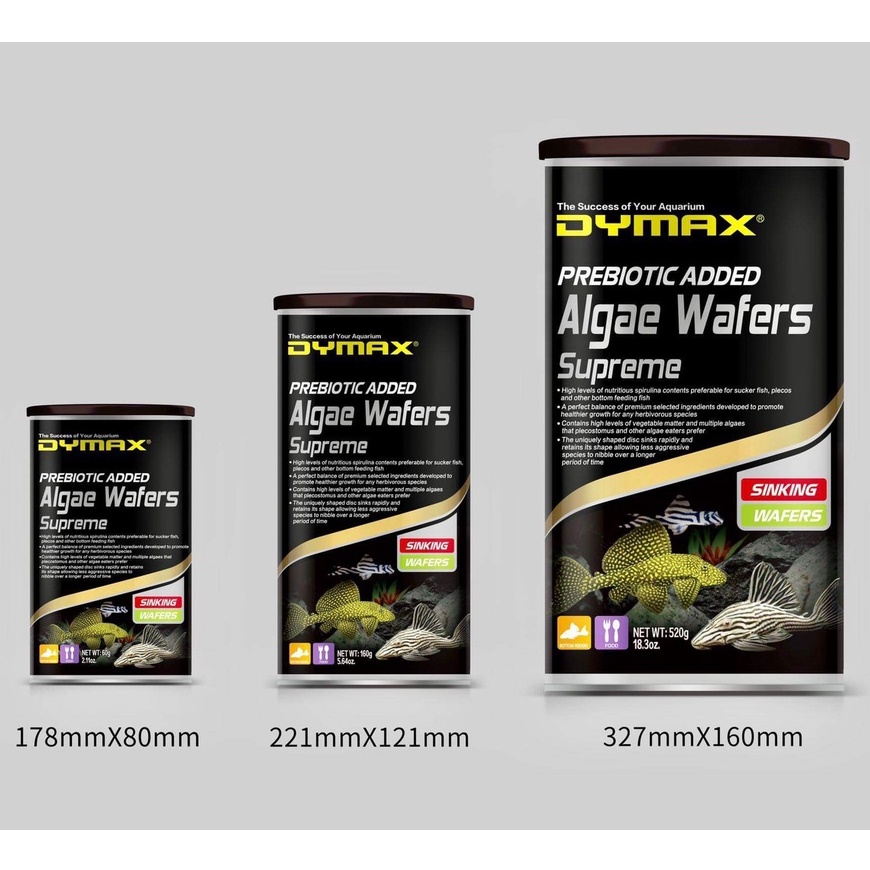 Dymax Algae Wafers Supreme Sinking Wafers Fish Food 60g / 160g / 520g ...