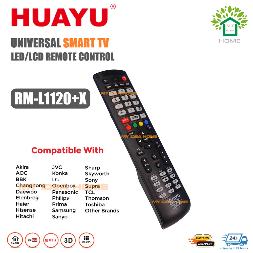 HUAYU RM-L1120+X Universal Smart TV Remote Control COD | Shopee Philippines