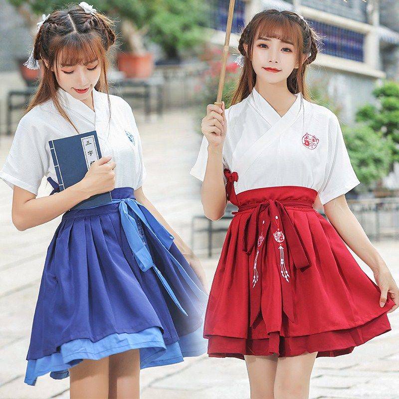 Improve Hanfu female summer daily short-sleeved lucky cat Hanfu ...