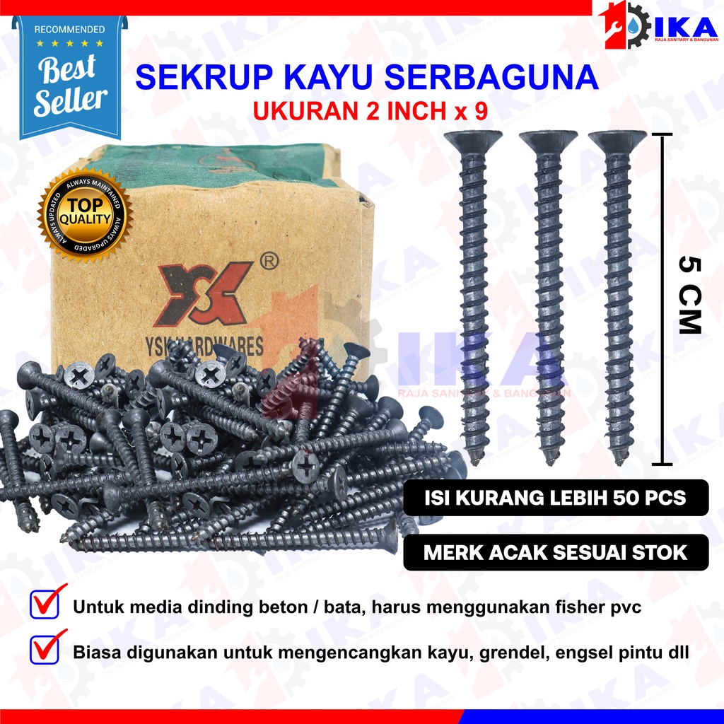 WOODEN SCREWS 2" X 9 (+) PLUS LENGTH 5CM / (PRICE 1 BOX - NOT RETAILED ...