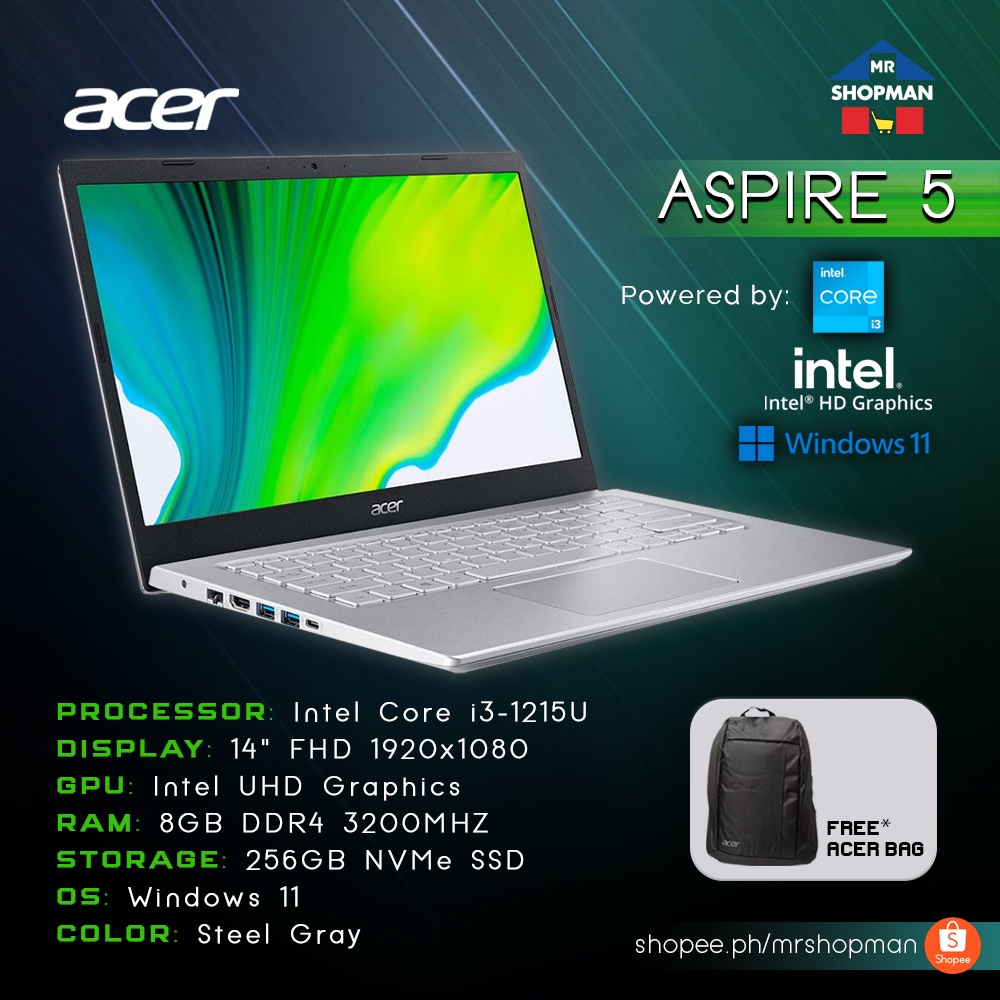 Acer Aspire 5 Intel Core i3 1215U | 14" FHD 1920x1080 | 8GB DDR4 ...