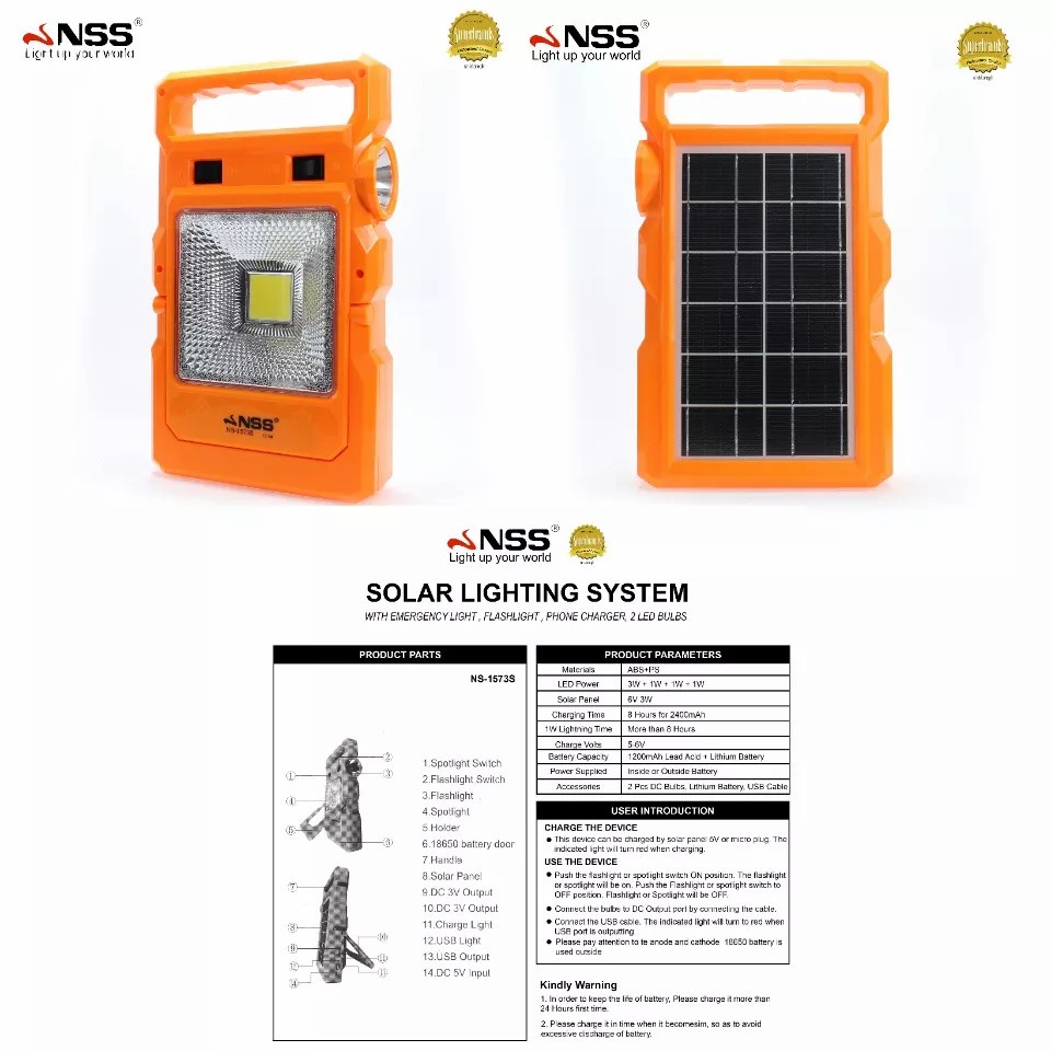 NSS Solar Lighting System Portable Emergency light Outdoor Solar light ...