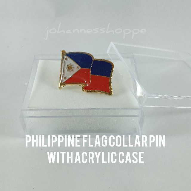 Philippine Flag Lapel Collar Pin with Acrylic Case (PINLRG) | Shopee ...