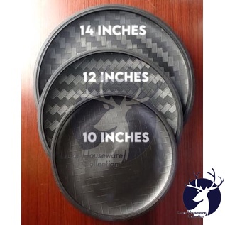 REUSABLE PLASTIC BILAO / ROUND FOOD TRAY FOOD STORAGE BLACK BILAO PARTY ...