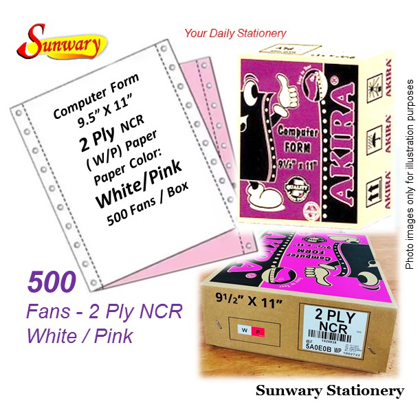 Computer Form 9.5" x 11" 2ply NCR Colour Paper - White / Pink (500 Fans ...