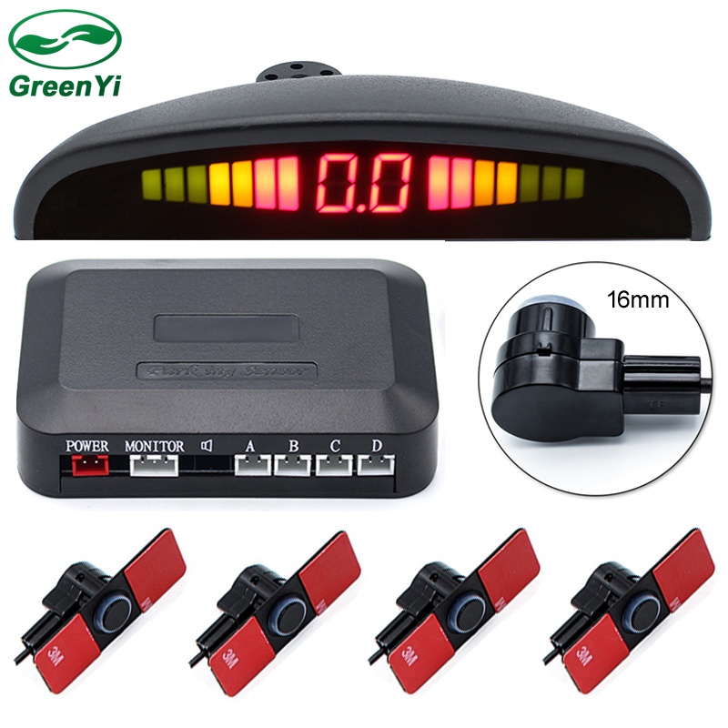 GreenYi Auto Reverse Backup Flat Radar Detector System with LED Display ...