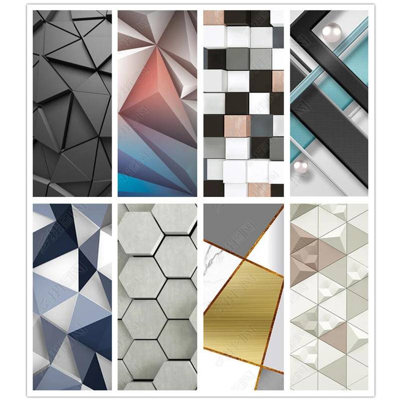 Self Adhesive PVC Geometric 3d Stereo Pattern Modern Door Sticker Home ...
