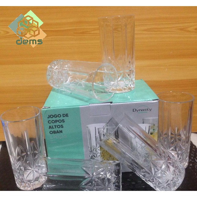 6 PCS CRYSTAL EMBOSSED TALL DRINKING GLASSWARE GLASS BEST QUALITY ...