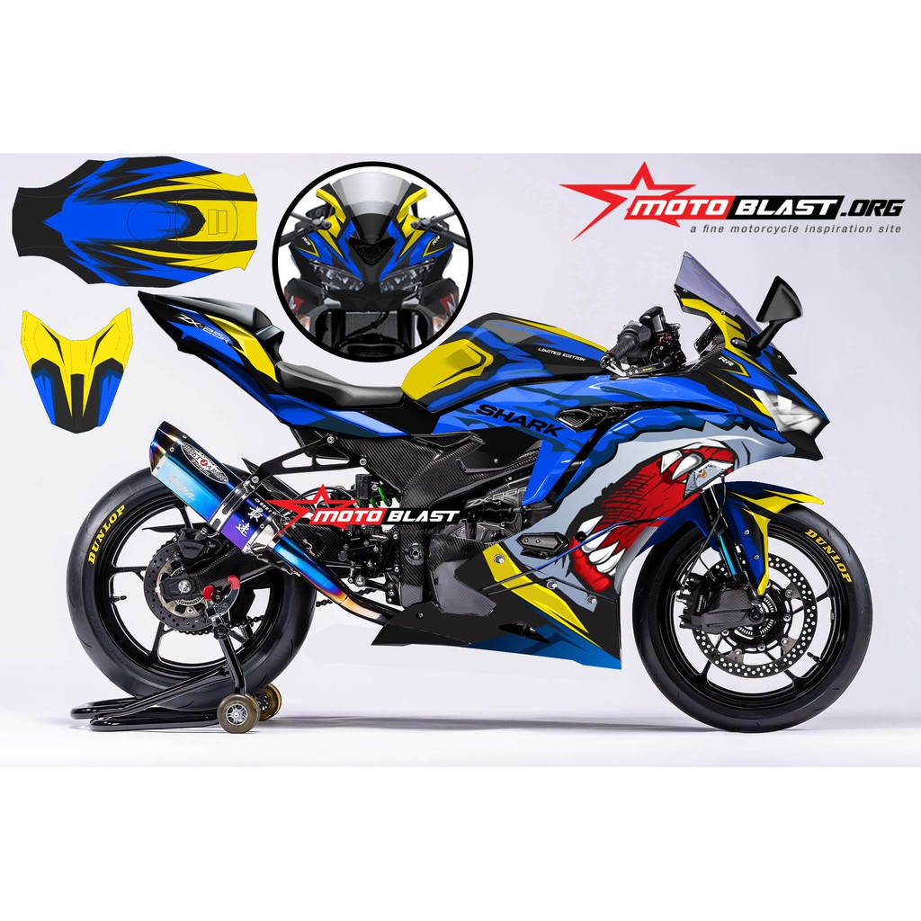 Motoblast Ninja ZX25R Blue Shark V2 Full Body Decal Sticker | Shopee ...