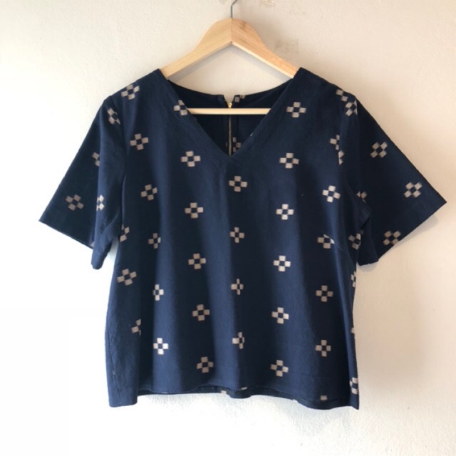 (New) Cotton Short Sleeve Printed Back Zipper Top | Shopee Philippines