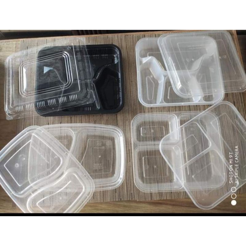 25pcs BENTO BOX MICROWAVABLE CONTAINER (3 & 4 DIVISION) with LID ...