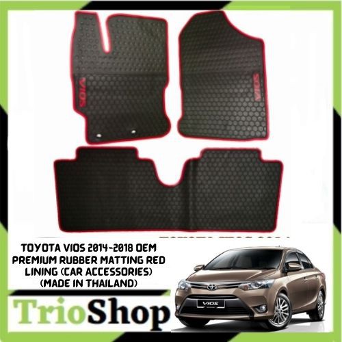 Toyota Vios 2014-2018 OEM Premium Rubber Matting Red Lining (Car ...