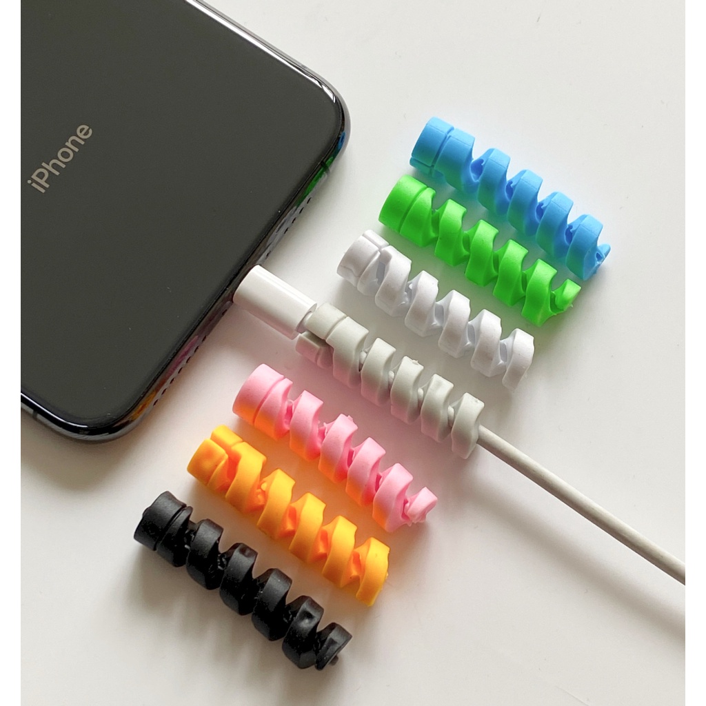 1Pcs Charging Spiral Cable protector Data Line Silicone Bobbin winder ...