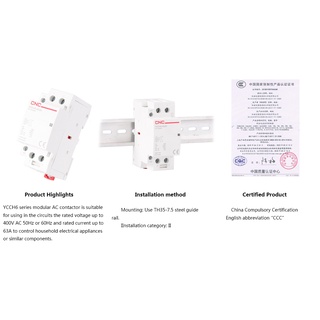 CNC YCCH6 2P 25A 40A 220V/230V 50/60HZ Din rail Household ac Modular contactor 2NO 2NC or 1NO ...
