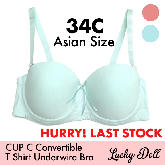 34C Big Cup Asian Sizing Convertible Strapless Underwire Molded Padless ...