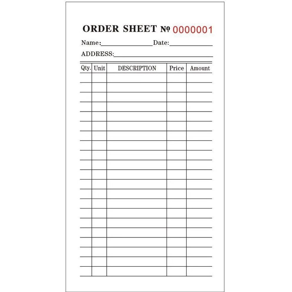 [COD] ORDER SHEET Receipt List 10.5x19.2cm Sold Per Piece | Shopee ...
