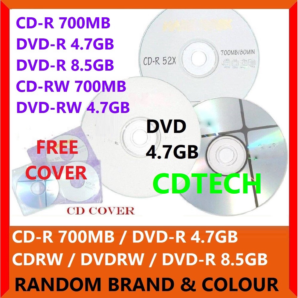 Cd/ DVD 52X 700MB 80MIN Blank CDR CD-R DVD-R Empty CDRW DVDRW DVD 8.5GB ...