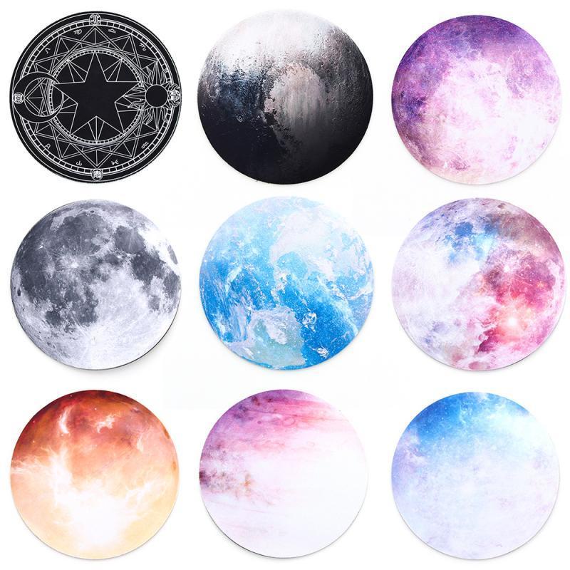 Anti Slip Gaming Galaxy Mouse Pad Mat Moon Planets Star Pattern Round ...