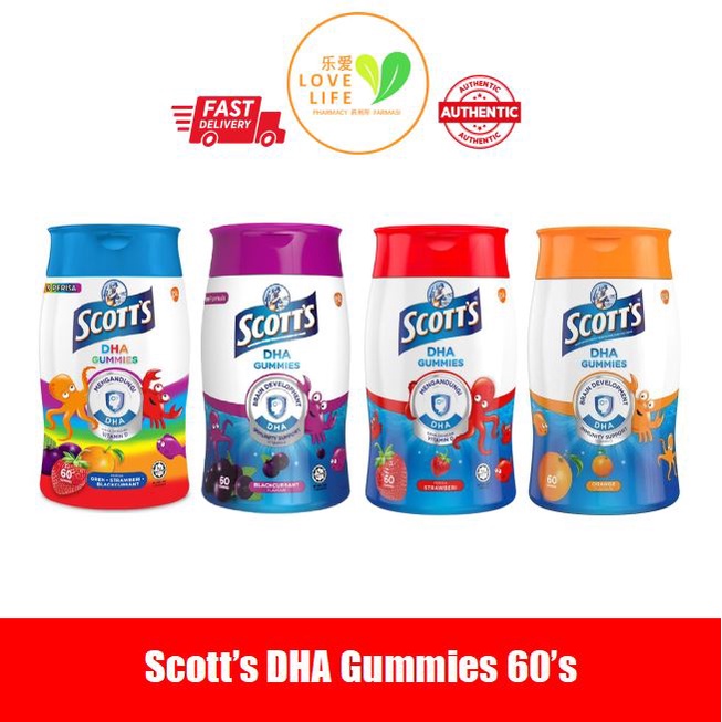 Scott's DHA Gummies with Vitamin D - Orange (oren) , Strawberry ...
