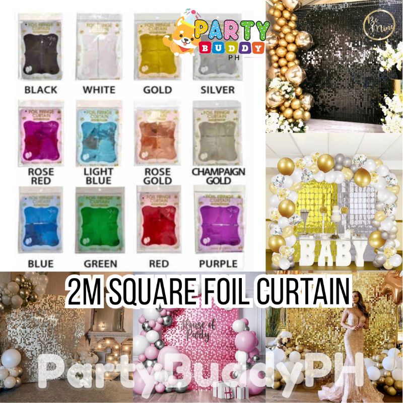 Partybuddyph 2meter Square Foil Curtain Backdrop Birthday Party
