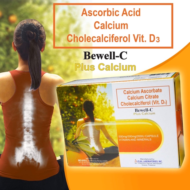 Bewell-C Plus CALCIUM 3 in 1 vitamin 100capsules/box VitC+Calcium+VitD3 | Shopee Philippines