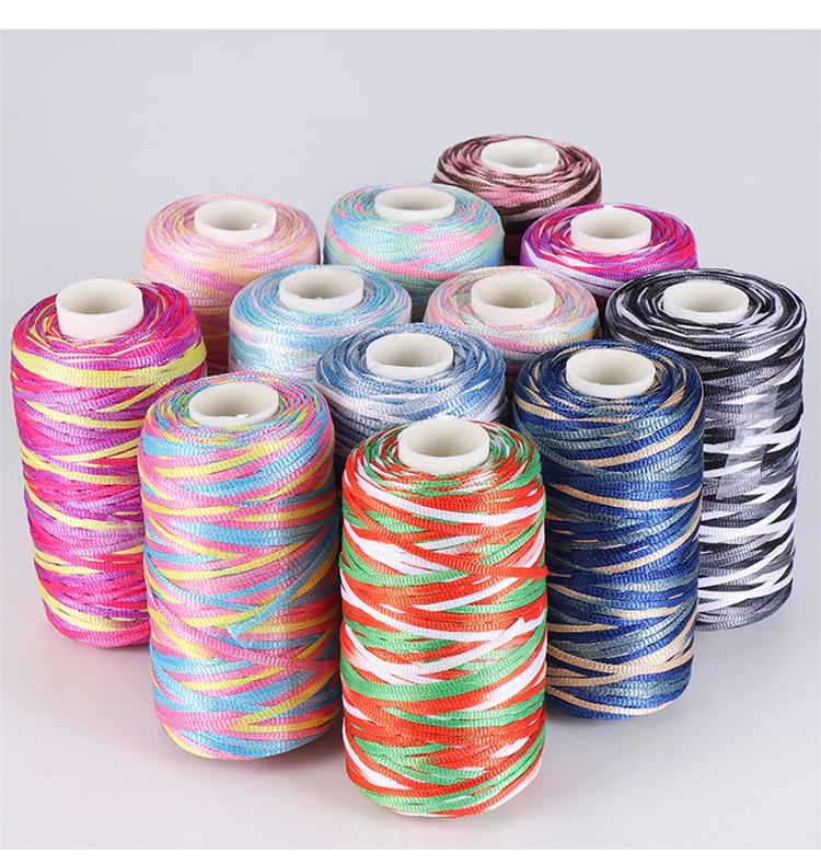 (Free Needle) 3mm Rolled Crochet Flat Polyp Nylon Premium Shiny Yarn ...