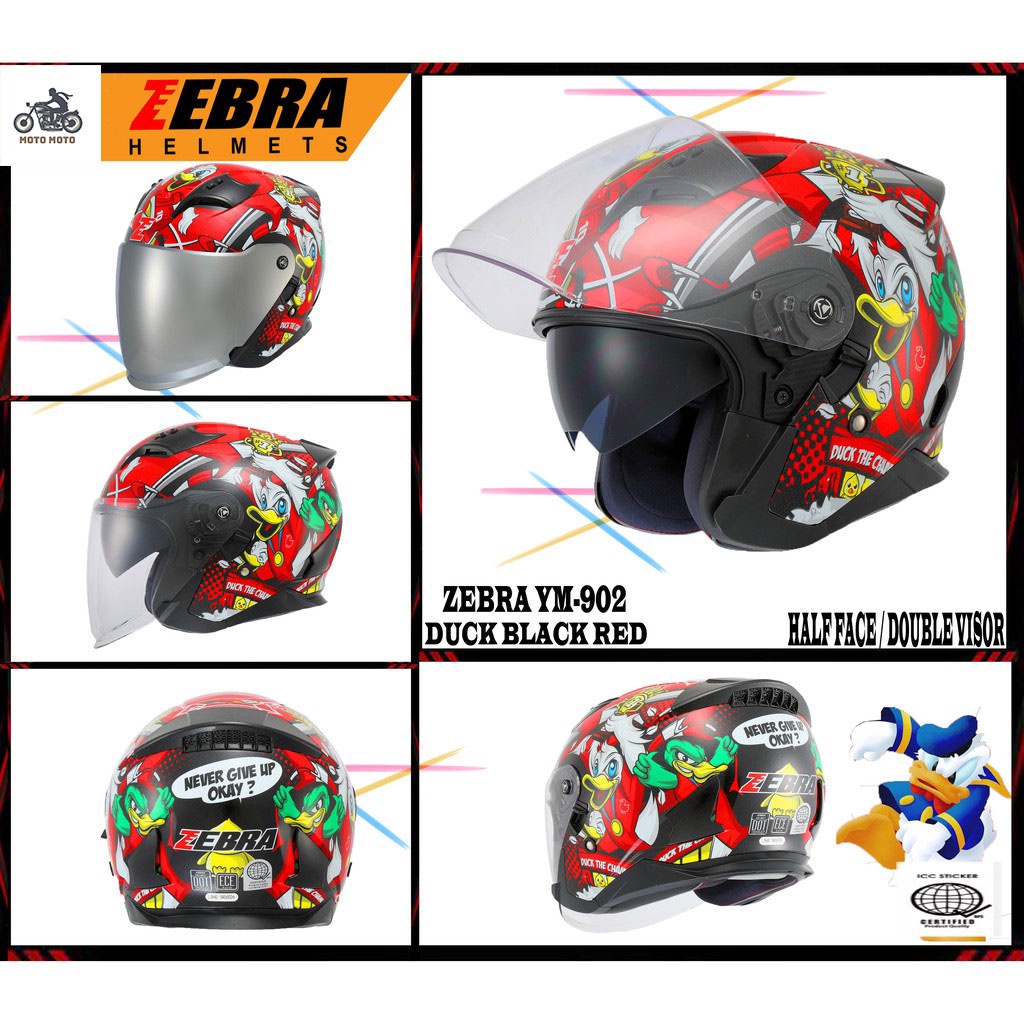 Zebra Ym-902 Motorcycle Half Face Helmet Dual Visor Women Motor ...