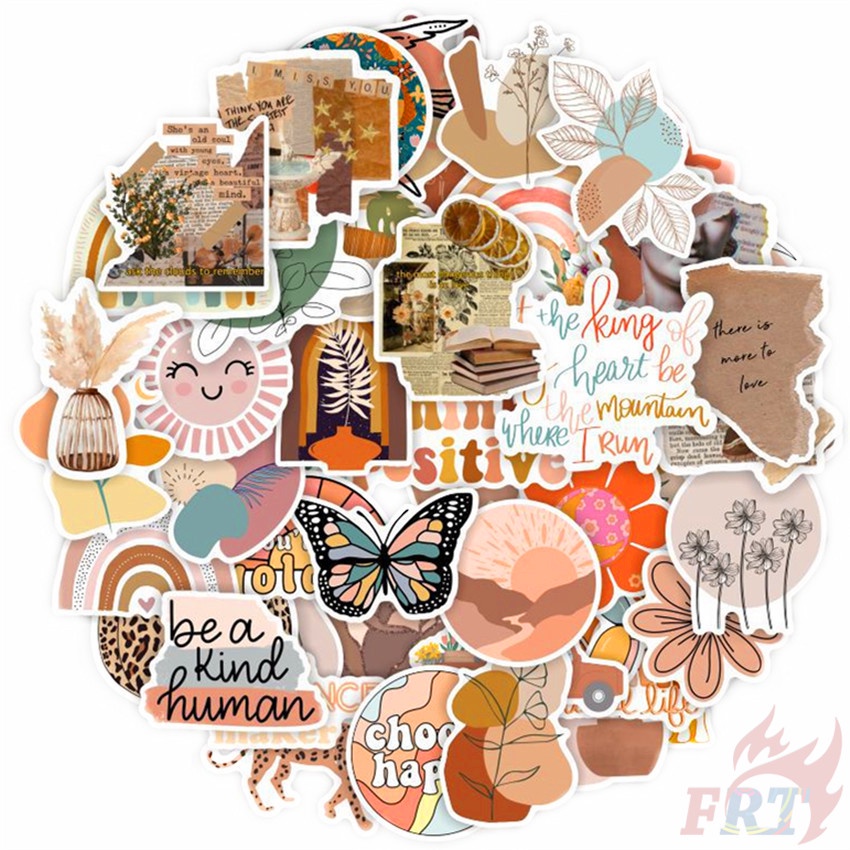 50Pcs/Set POP Nordic Abstract Art Series 02 Positive Healing Stickers ...