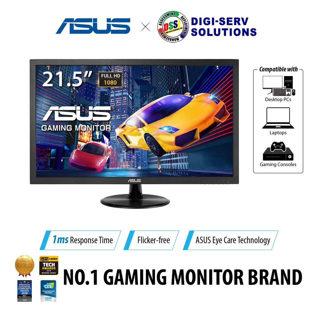 ASUS VP228HE Gaming Monitor, 21.5" FHD, 1ms, Low Blue Light, Flicker ...