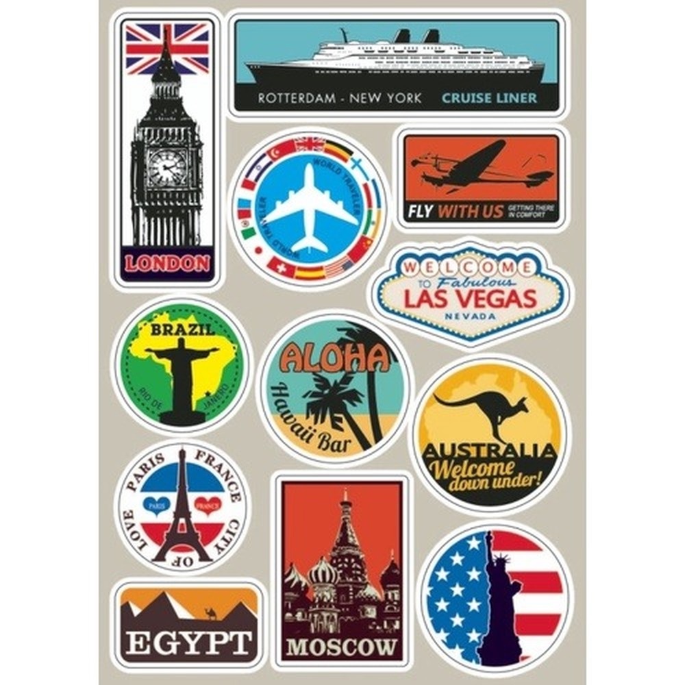 Waterproof Car Sticker World Traveller Vintage Travel Stickers for ...