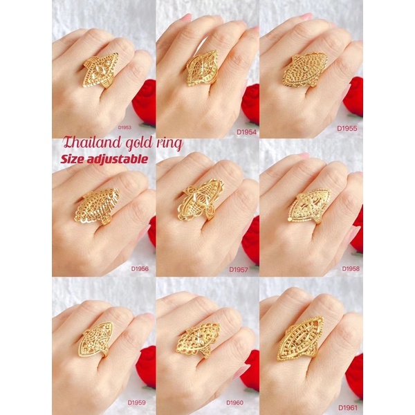 fashion jewelry 24k gold plated Thailand gold ring size adjustable ...