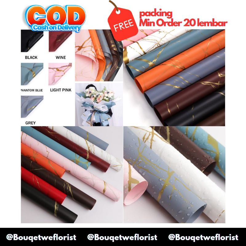 20 Sheets Of GOLDEN MARBLE CELLOPHANE PAPER/Bouquet WRAPPING PAPER ...