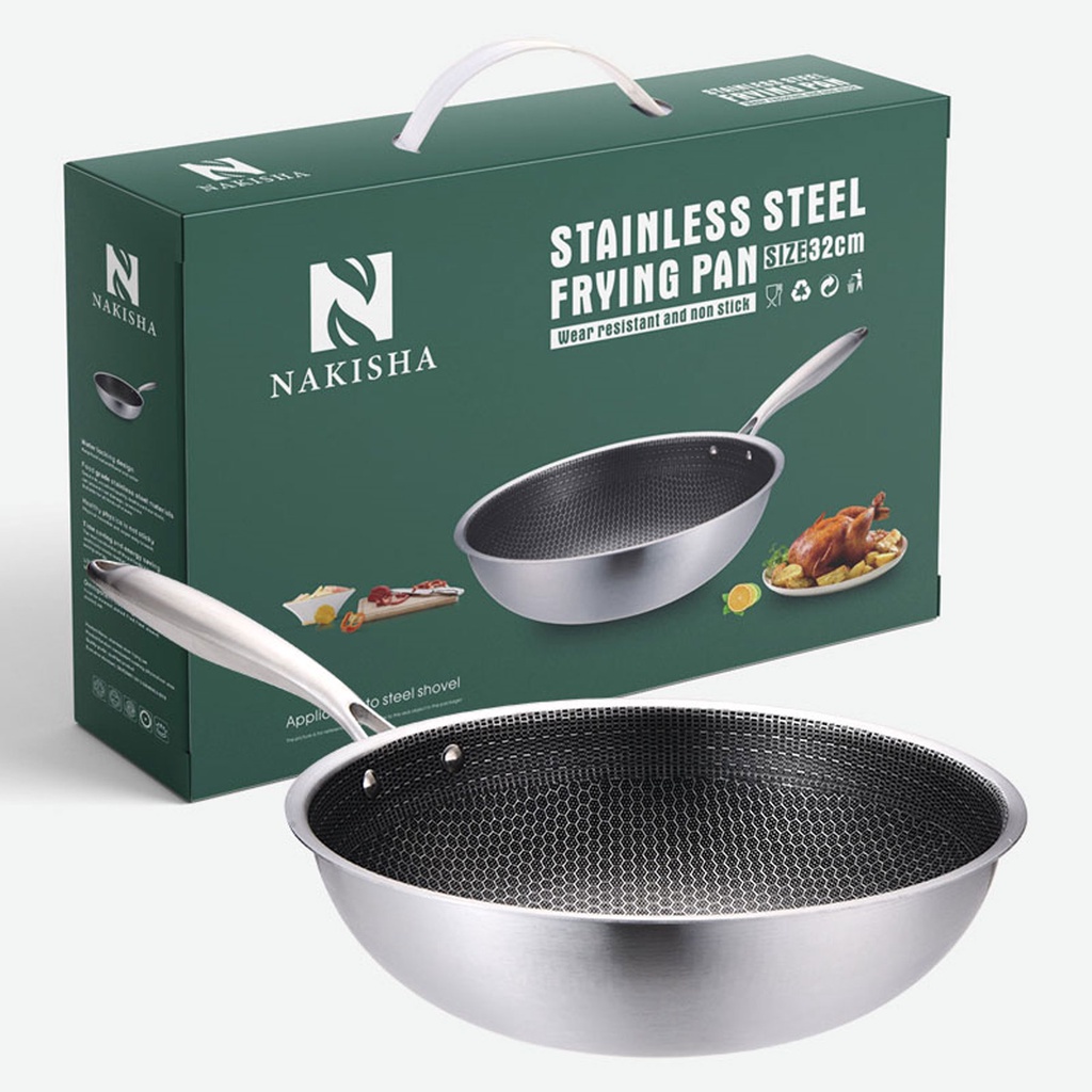 Nakisha Nks-1004 32cm Stainless Steel Frying Pan (SUPERCOOL) SCR^TCH | Shopee Philippines