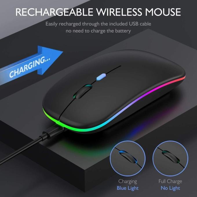Slim Silent Wireless Mouse Led Rechargeable / Led Mouse / Wireless ...