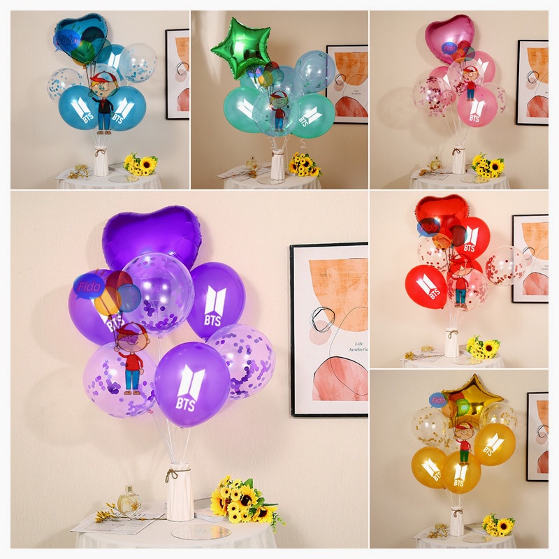 8pcs BTS Balloon Combination Aluminum Film Balloon Confetti Latex ...