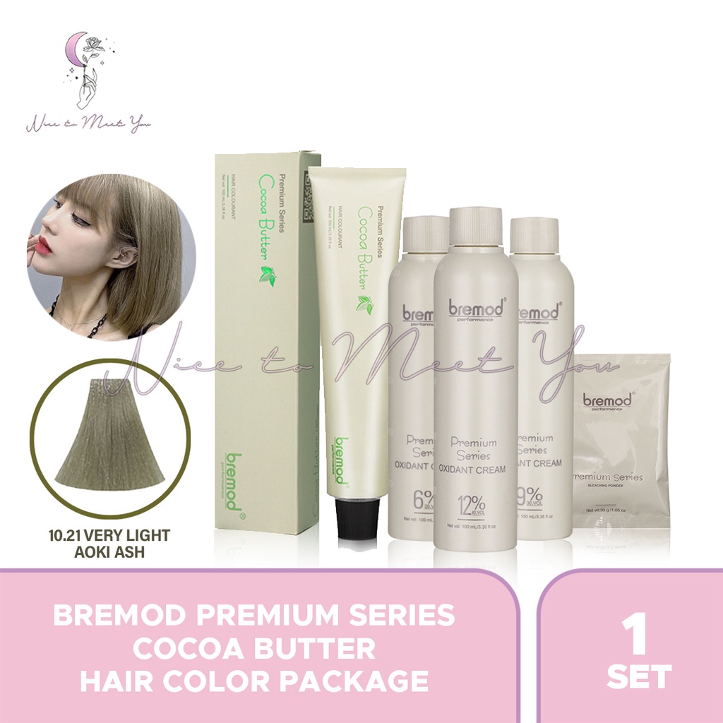 Bremod Premium Series Cocoa Butter Hair Color Set 10.21 Very Light Aoki ...