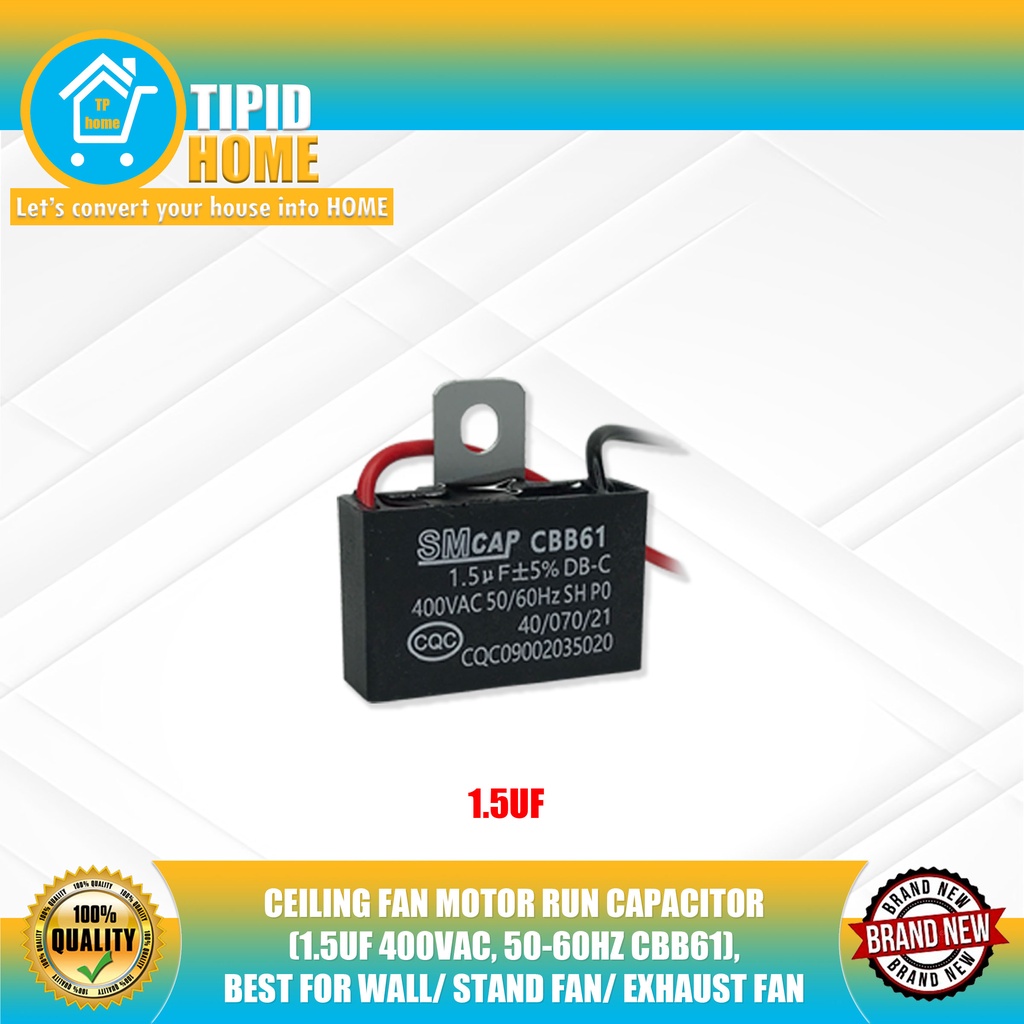 CEILING FAN MOTOR RUN CAPACITOR (1.5UF 400VAC, 50-60HZ CBB61), BEST FOR ...