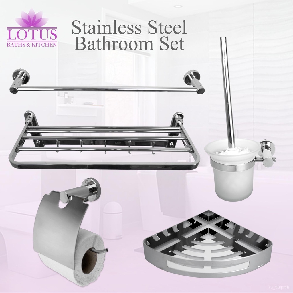 Lotus Baths 5 pcs. SUS 304 Stainless Steel Bathroom Shower Set (Silver ...