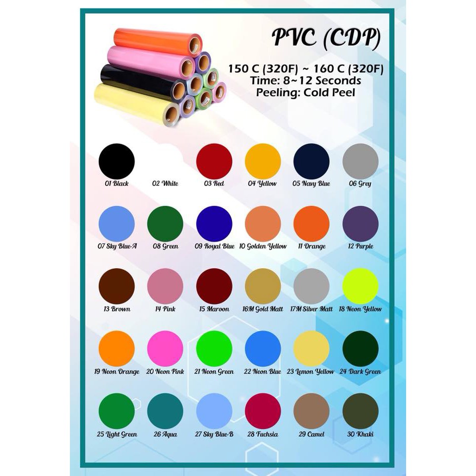 QUAFF CDP PVC HEAT TRANSFER VINYL RUBBERIZED FOR T SHIRT PER ROLL(25M ...