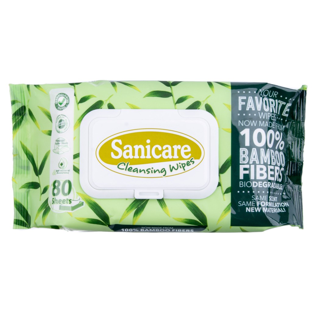 Sanicare Cleansing Wipes Bamboo Fiber (Eucalyptus) 80 Sheets | Shopee ...