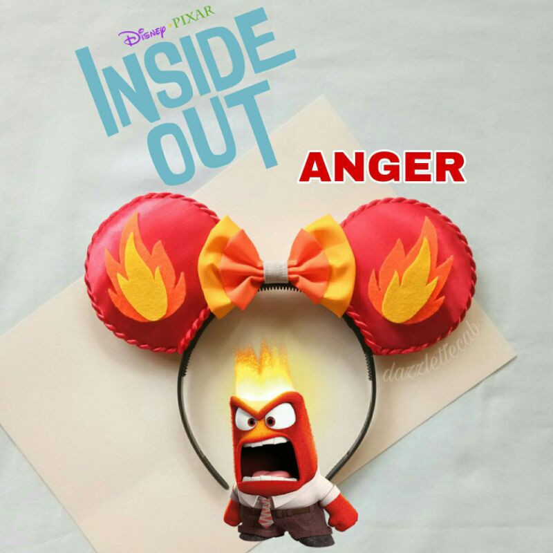Disney Pixar - INSIDE OUT - ANGER inspired Minnie Ears Headband ...