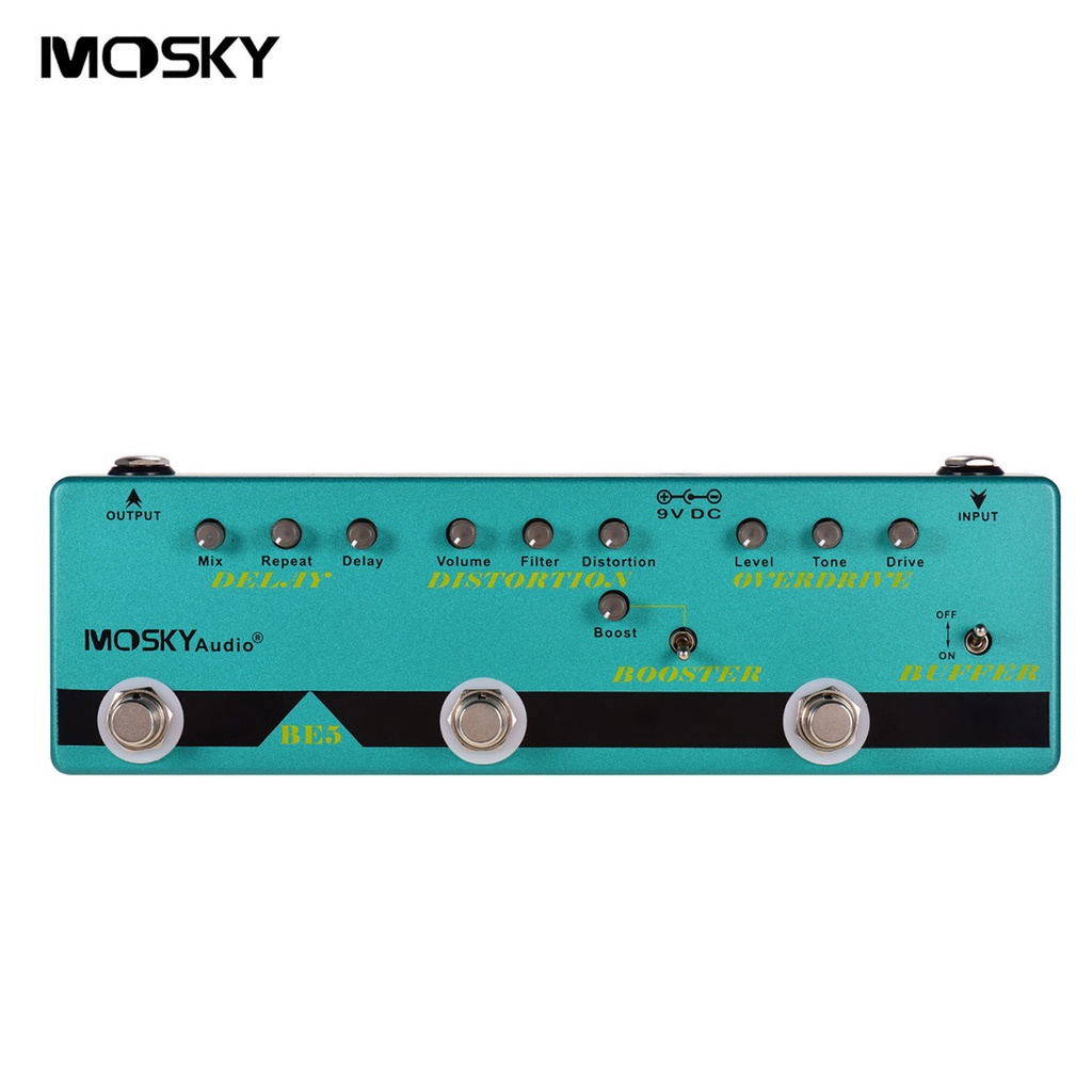 Mosky Audio Be5 6-In-1 Guitar Multi Effects Pedal Chorus Distortion Overdrive Booster Buffer ...