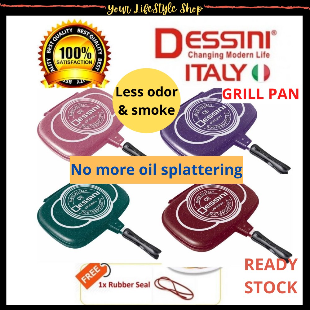 [PREMIUM QUALITY] DESSINI 36cm Double Sided Side Pressure Grill Frying ...